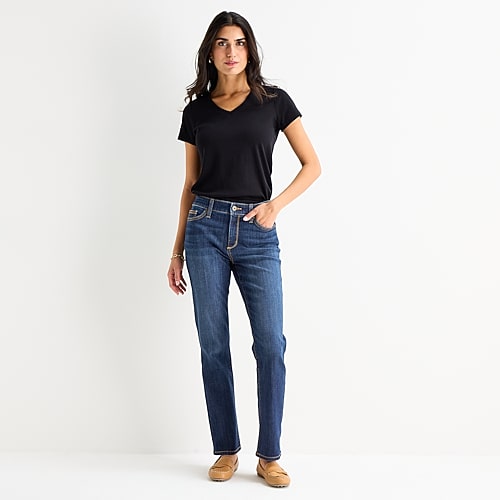 Click here for St. Johns Bay Womens Mid Rise Secretly Slender Str... prices