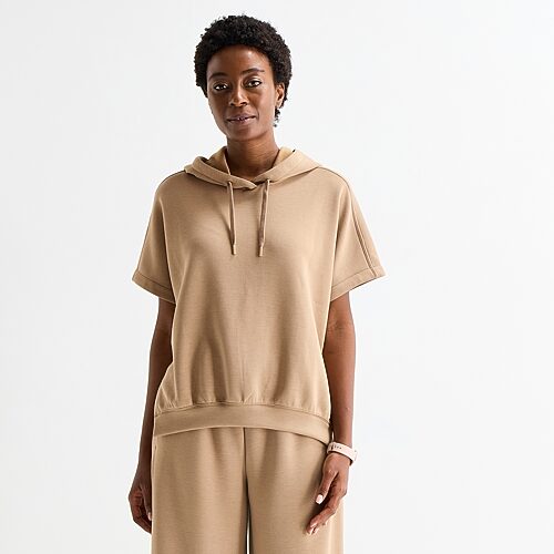 Click here for Stylus Womens Short Sleeve Hoodie  X-large  Brown prices