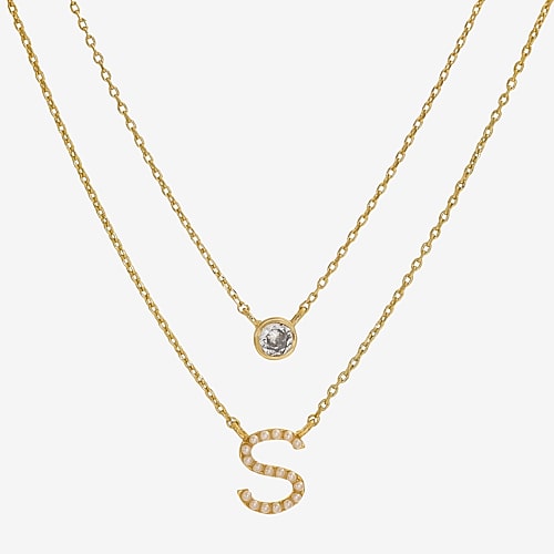 Click here for Sparkle Allure Initial Womens 14K Gold Over Brass... prices
