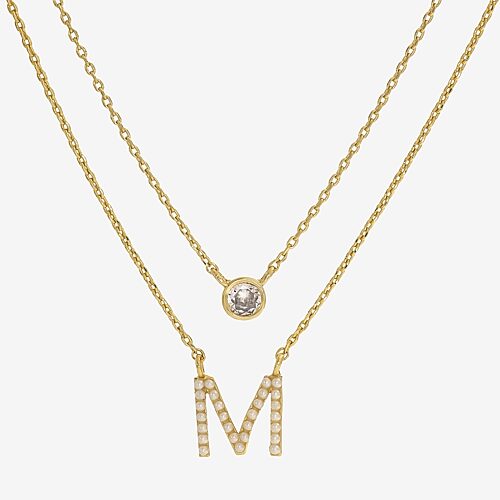 Click here for Sparkle Allure Initial Womens 14K Gold Over Brass... prices