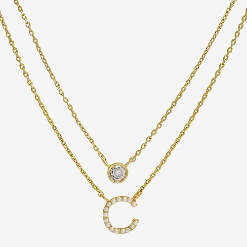 Click here for Sparkle Allure Initial Womens 14K Gold Over Brass... prices
