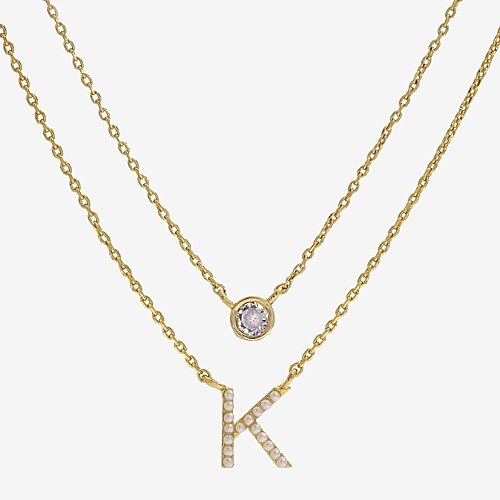 Click here for Sparkle Allure Initial Womens 14K Gold Over Brass... prices