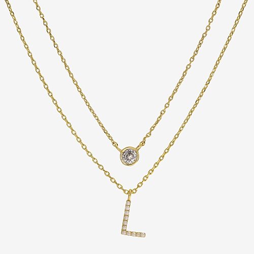 Click here for Sparkle Allure Initial Womens 14K Gold Over Brass... prices