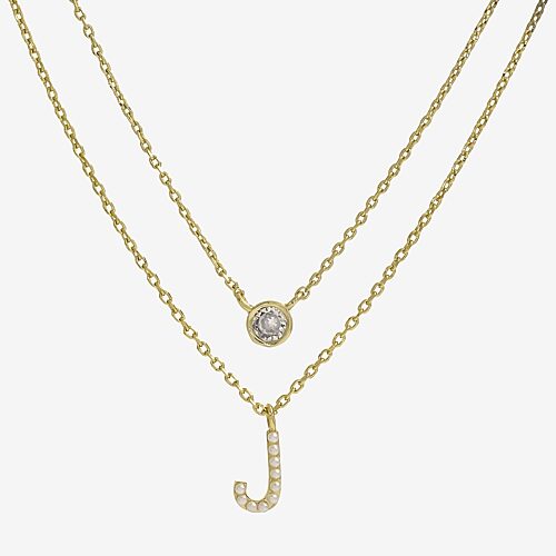 Click here for Sparkle Allure Initial Womens 14K Gold Over Brass... prices