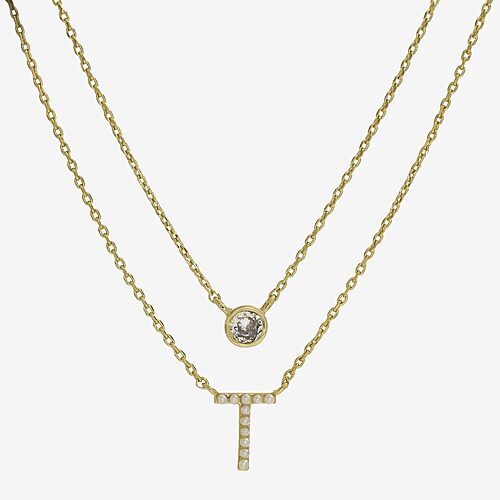 Click here for Sparkle Allure Initial Womens 14K Gold Over Brass... prices