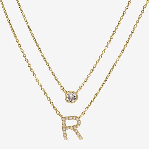Click here for Sparkle Allure Initial Womens 14K Gold Over Brass... prices
