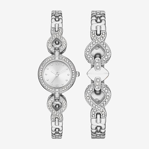 Click here for Geneva Womens Crystal Accent Silver Tone 2-pc. Wat... prices