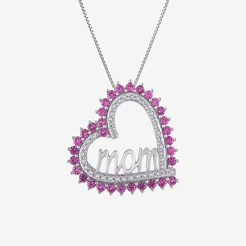 Click here for Mom Womens Lab Created Pink Sapphire Sterling Silv... prices