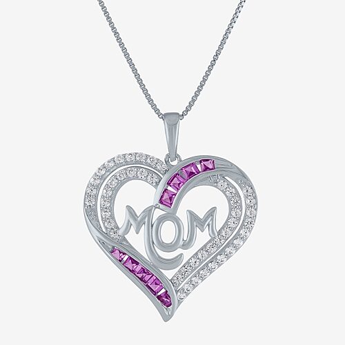 Click here for Mom Womens Lab Created Pink Sapphire Sterling Silv... prices