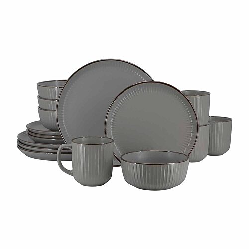 Click here for Elama Leo 16 Piece Stoneware Dinnerware Set In Dar... prices