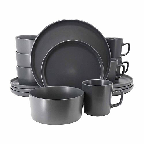Click here for Elama Luxmatte Dark Grey 16 Piece Dinnerware Set prices