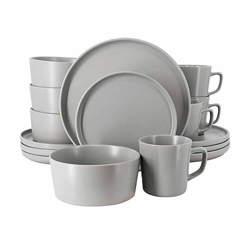 Click here for Elama Luxmatte Light Grey 16 Piece Dinnerware Set prices