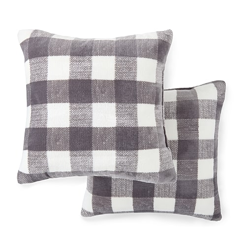 Home Expressions Velvet Plush 2-pack Square Throw Pillow  One Size  Gray
