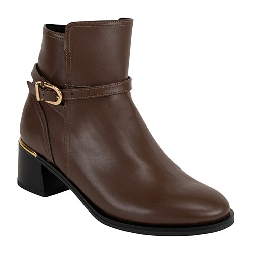 Italian Shoemakers Womens Vienna Block Heel Booties  8 Medium  Brown