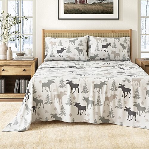 Click here for Linery Charming Winter Flannel Wrinkle Resistant S... prices