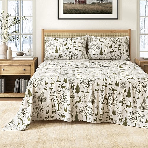 Click here for Linery Charming Winter Flannel Wrinkle Resistant S... prices