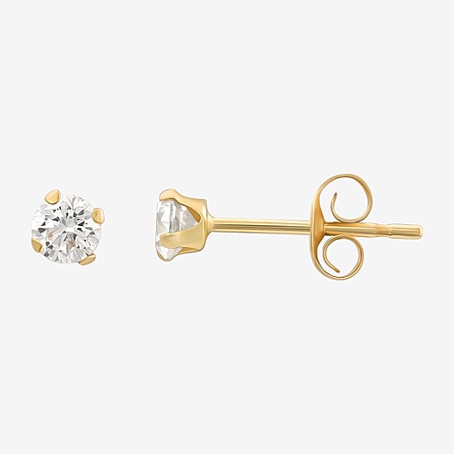 Click here for Cubic Zirconia 14K Gold 3mm Round Stud Earrings  O... prices