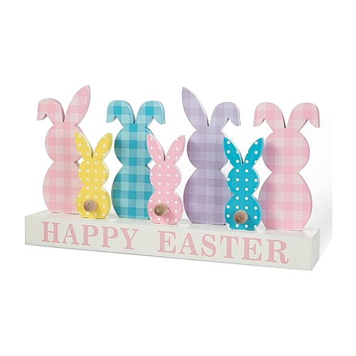 Click here for Glitzhome Wooden Bunny Family Easter Tabletop Deco... prices