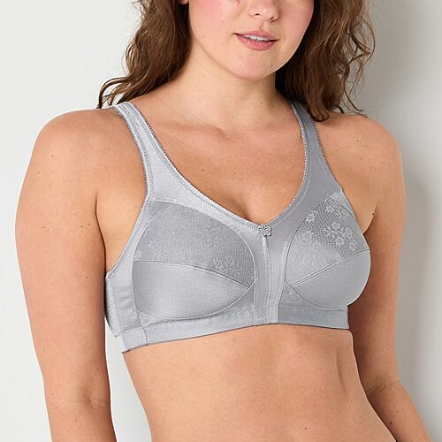 Underscore Fashion Plus Comfort Lace Trim Unlined Wireless Full Coverage Bra  Dd  Gray