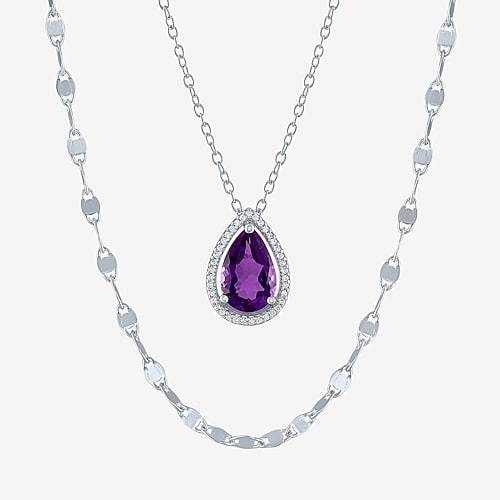 Click here for 2-pc.Birthstone Necklace Set in Sterling Silver  O... prices