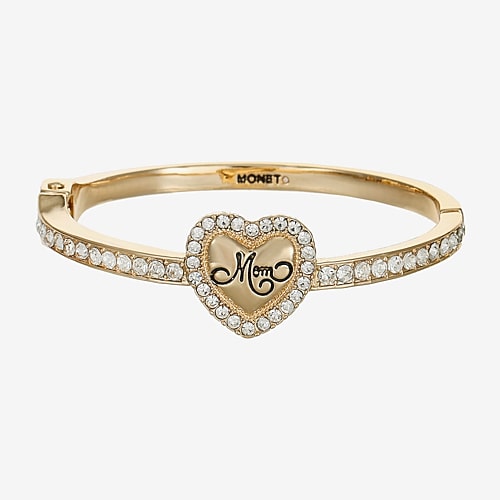 Click here for Monet Jewelry Mom Womens Glass Heart Bangle Bracel... prices