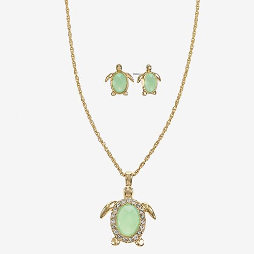 Click here for Monet Jewelry Turtle Womens Green Glass 2-pc. Jewe... prices