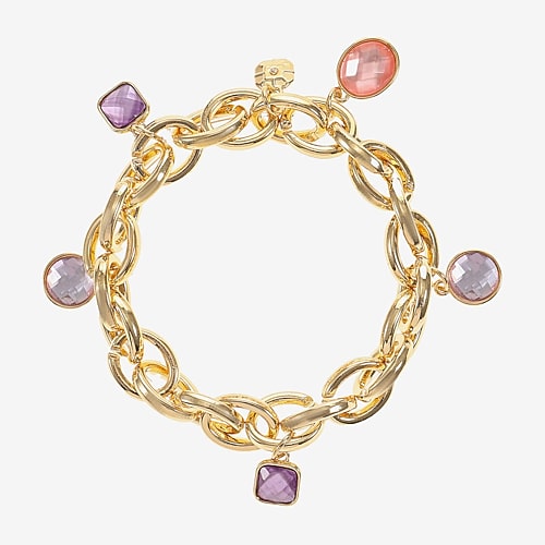 Click here for Monet Jewelry Womens Pink Glass Round Charm Bracel... prices