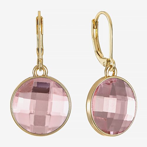 Click here for Monet Jewelry Womens Pink Glass Round Cushion Drop... prices