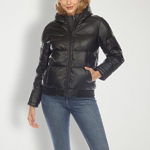 Click here for Womens White Mark Fur Hoodie Puffer Jacket prices