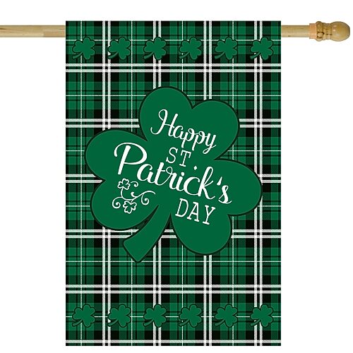 Click here for 28In X 40In Happy St. Patricks Day Plaid Garden Fl... prices