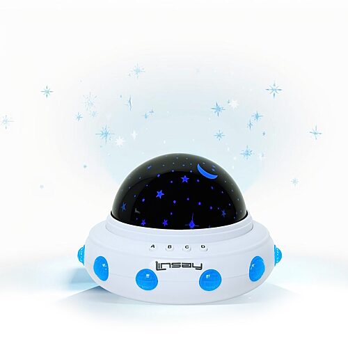Linsay Smart Kids Lamp Projector Universe Incandescent and Night Light - White