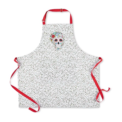 Click here for Fiesta Skull and Vine Apron  One Size  White prices