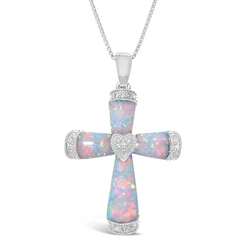 Click here for Womens Diamond Accent Lab Created White Opal Sterl... prices