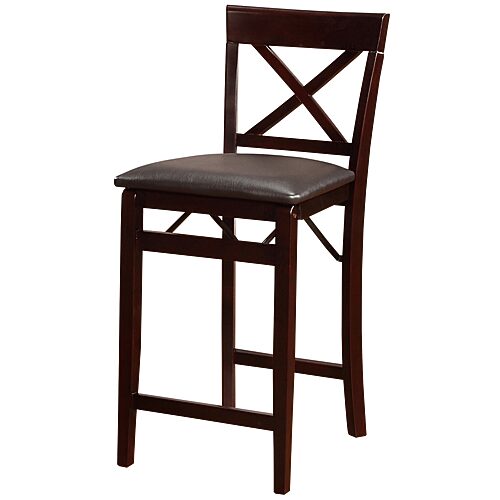Triena X Back Folding Upholstered Counter Stool  One Size  Black
