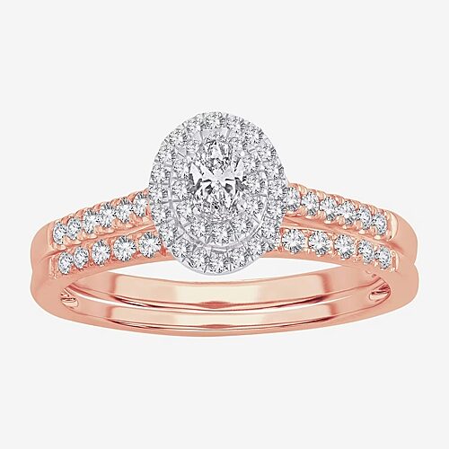 Click here for Oval 1/2 CT.T.W. Natural Diamond Side Stone Halo B... prices