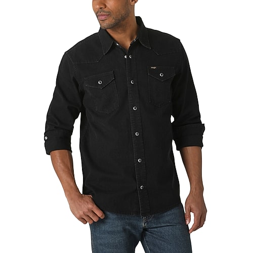 Click here for Wrangler Mens Regular Fit Long Sleeve Button-Down... prices