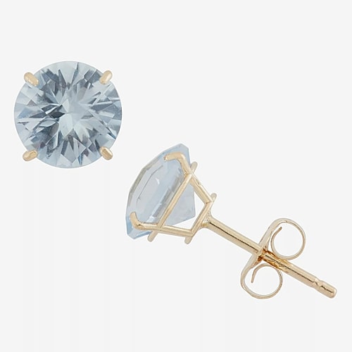 Click here for Lab Created Blue Aquamarine 10K Gold 6mm Round Stu... prices