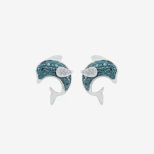 Click here for Dolphin Diamond Accent Natural Blue Diamond Sterli... prices