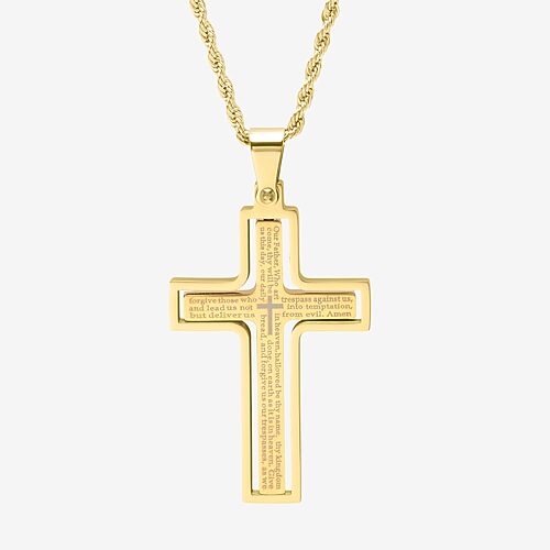 Click here for Steeltime Mens 18K Gold Over Stainless Steel Cross... prices