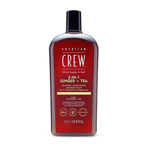 American Crew 3-In-1 Ginger + Tea Shampoo Conditioner Body Wash 33.8oz 1000ml