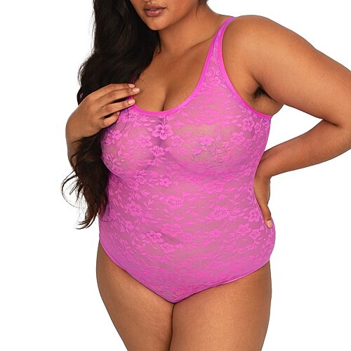 Click here for Curvy Couture No Show Lace Bodysuit- 1604  Large... prices