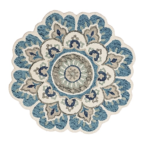 Lr Home Radiance Rdc-094 5x5 Round Area Rug - Ivory-teal