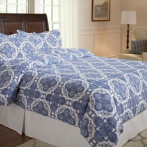 Click here for Pointehaven Alpine Blue Print Luxury Size Cotton F... prices