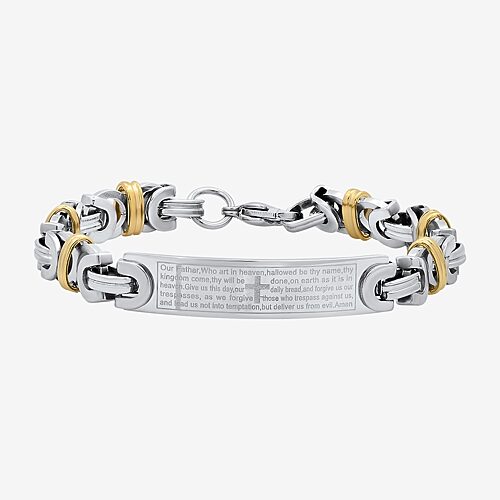 Click here for Steeltime LordS Prayer Mens 18K Gold Over Stainles... prices