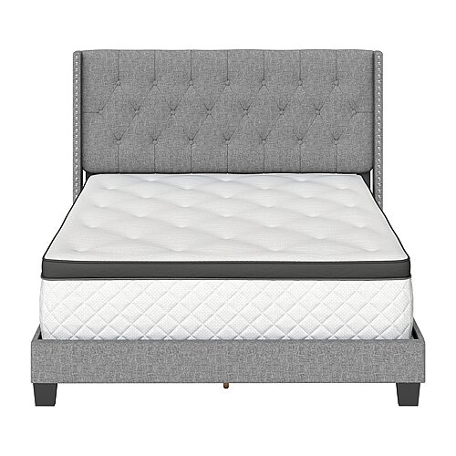 Click here for Mila Upholstered Wooden Bed  One Size  Gray prices