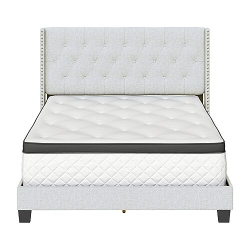 Click here for Mila Upholstered Wooden Bed  One Size  Beige prices