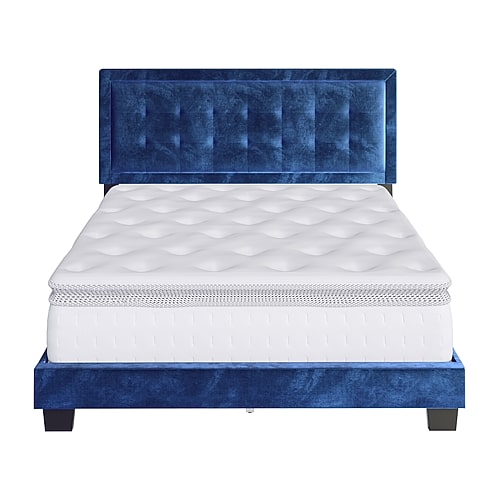 Click here for Pisa Velvet Upholstered Platform Bed Frame with Ad... prices