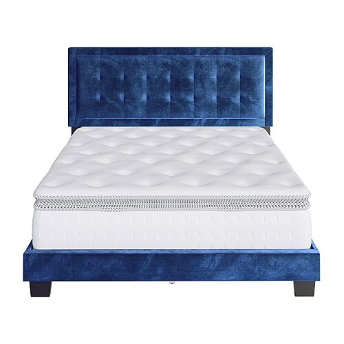 Click here for Pisa Velvet Upholstered Platform Bed Frame with Ad... prices