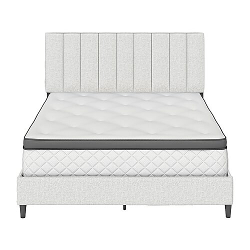 Click here for Leah Linen Upholstered Platform Bed Frame with Adj... prices