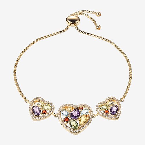 Click here for Womens Genuine Multi Color 18K Gold Over Silver He... prices